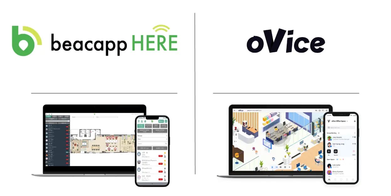 バーチャル空間・oVice、ビーキャップ提供の屋内位置情報サービス「Beacapp Here」連携可能に | PANORA
